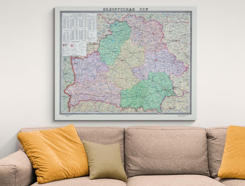 1958 Map of Belarus – Soviet-era Map of the Byelorussian SSR Showing ...