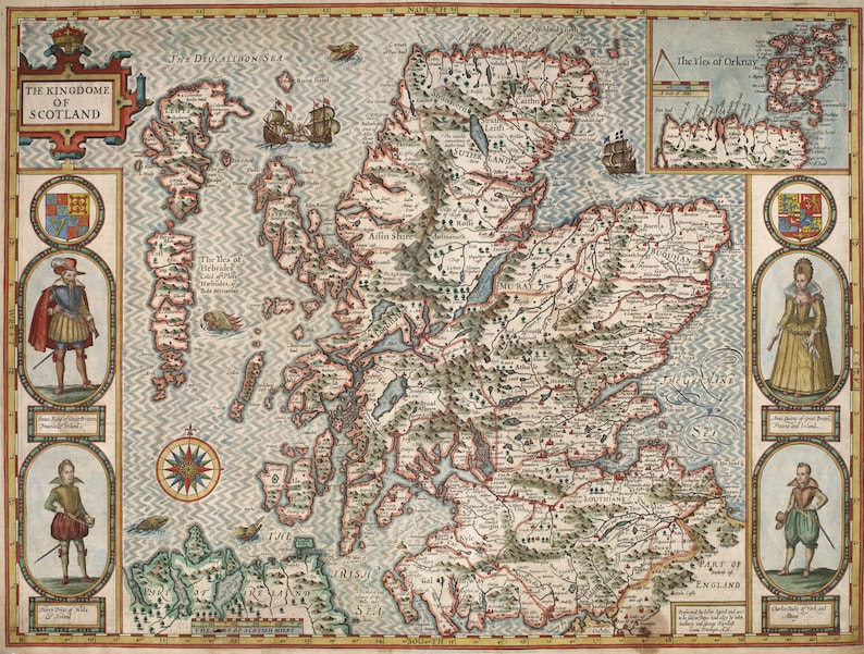 1610 John Speed Map of the Kingdom Scotland Highland Scottish History ...