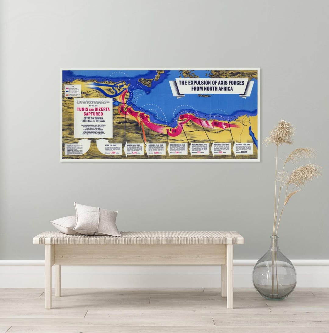 1943 Second World War Military Map of the North African Campaign World ...