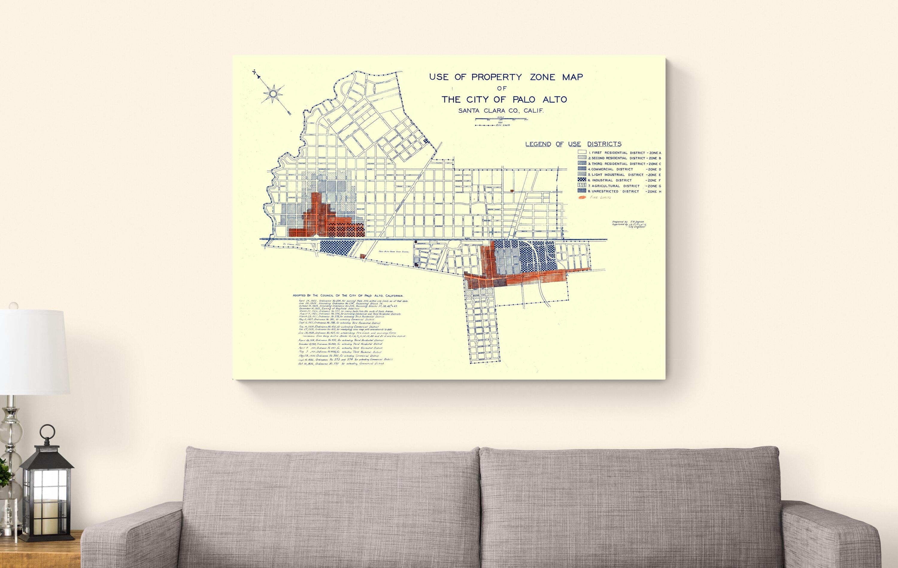 1930 Zoning Map of Palo Alto California – Historic Urban Planning ...