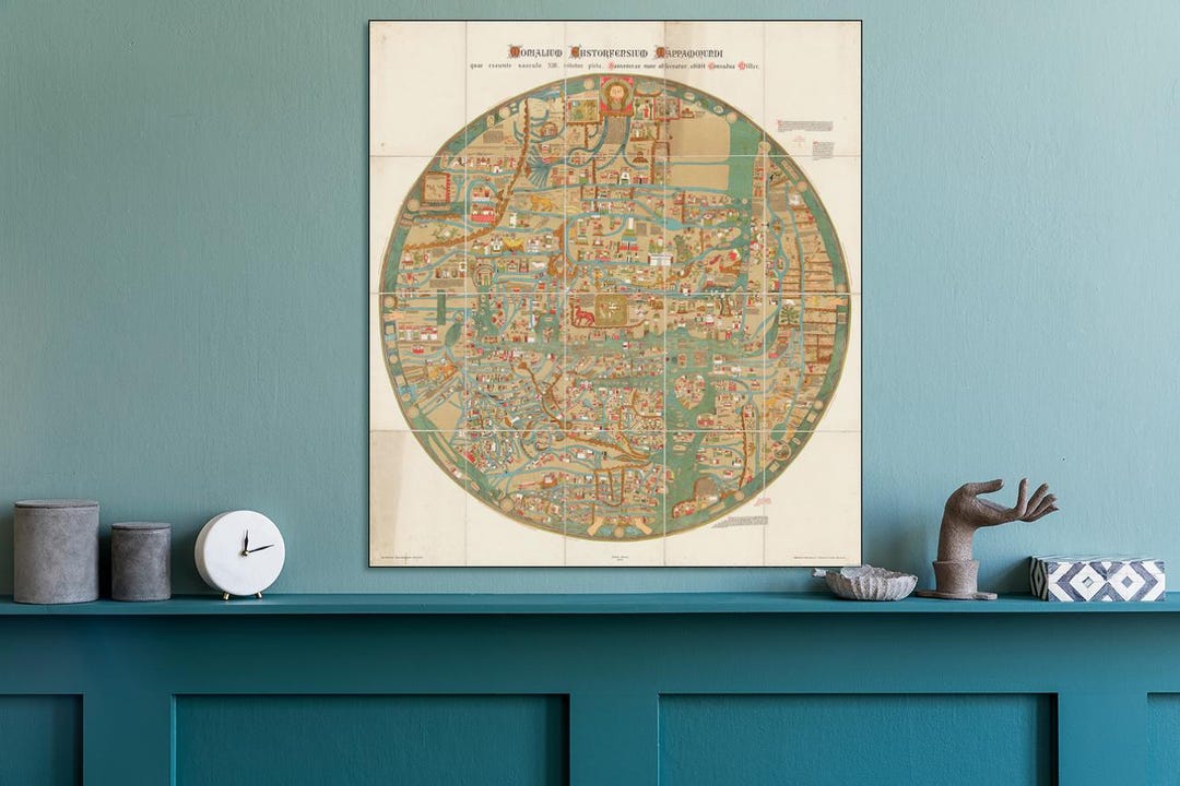 13th Century Ebstorf Mappa Mundi Medieval World Map Antique Old World ...