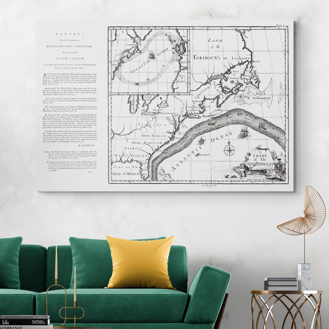 1786 Benjamin Franklin Map of the Gulf Stream – Early Scientific Sea ...