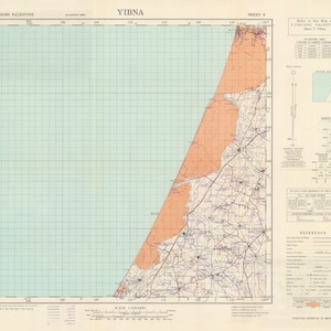 1942 Survey of Palestine Map of Yibna Tel Yavne Middle Eastern ...