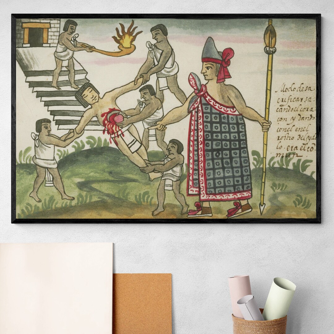 Priest Offering Human Heart Human Sacrifice Aztec Mythology ...