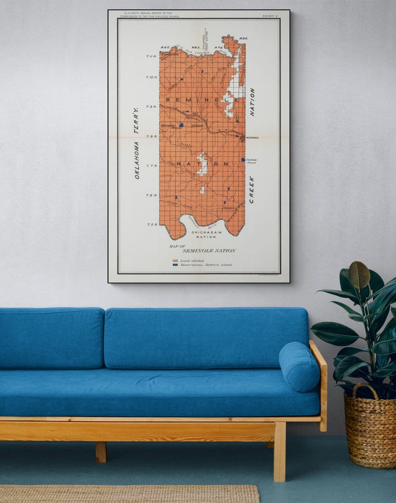 1902 Map of Seminole Nation Indian Territory – Detailed Map Showing ...