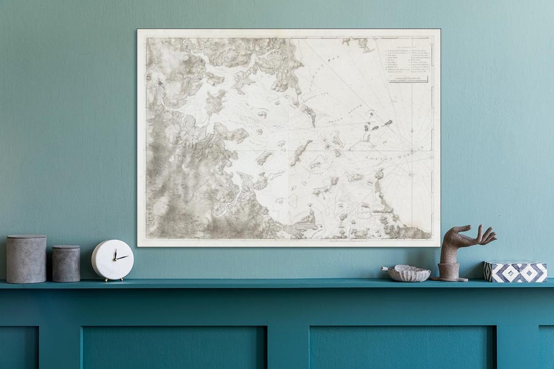 1775 Revolutionary War Era Sea Chart Map of the Boston Harbor ...