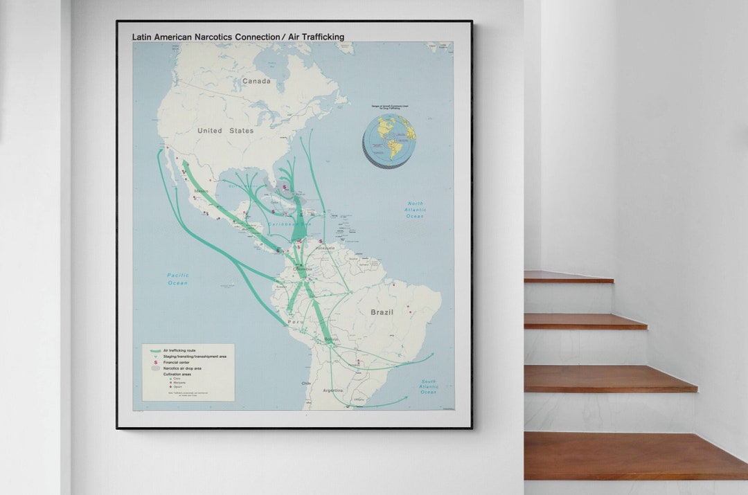 1986 CIA Top Secret Narcotics Drug Trafficking Airplane Routes Map of ...