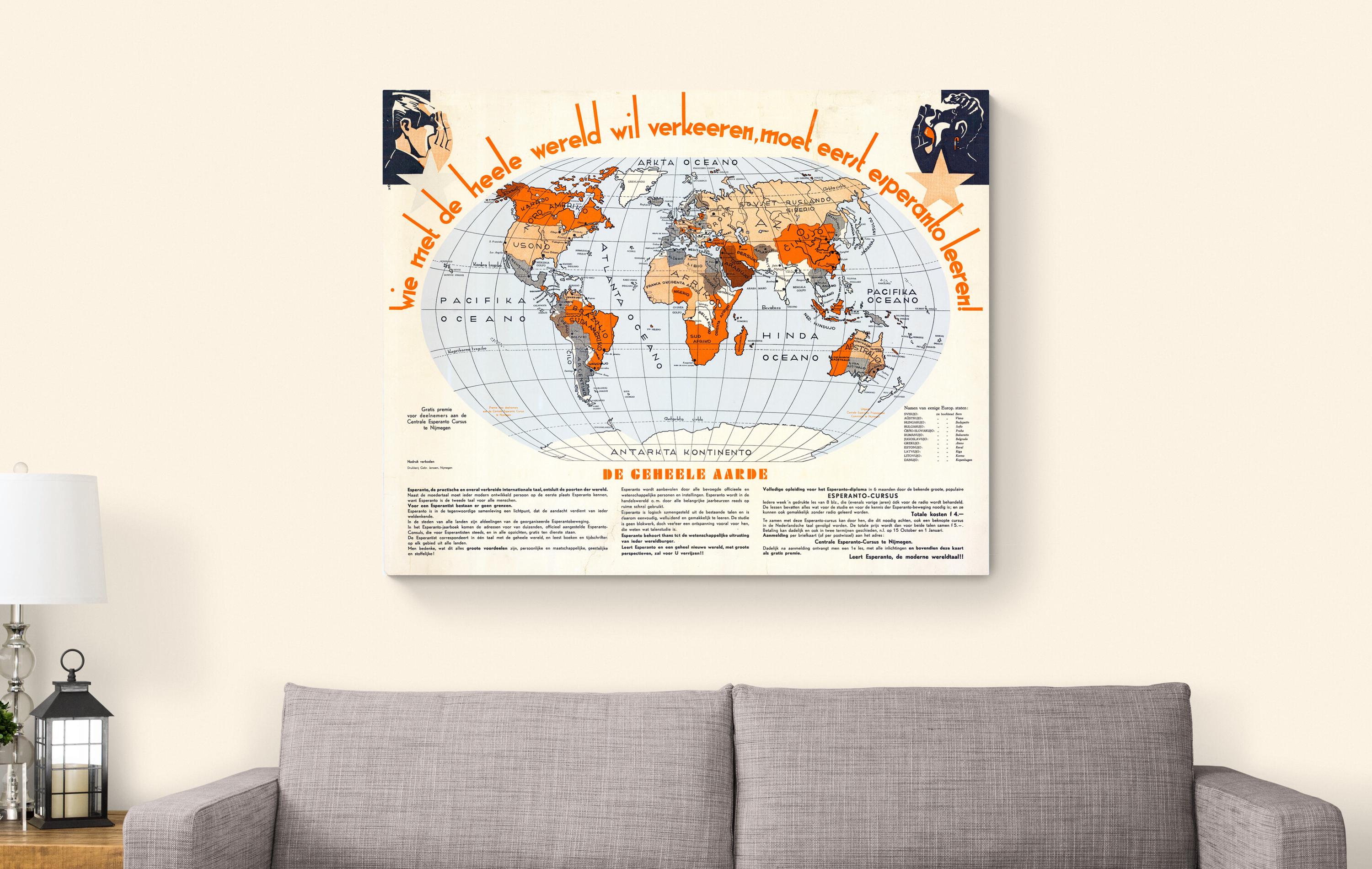 Esperanto Map of the World – Linguistic & Cultural Map Highlighting ...