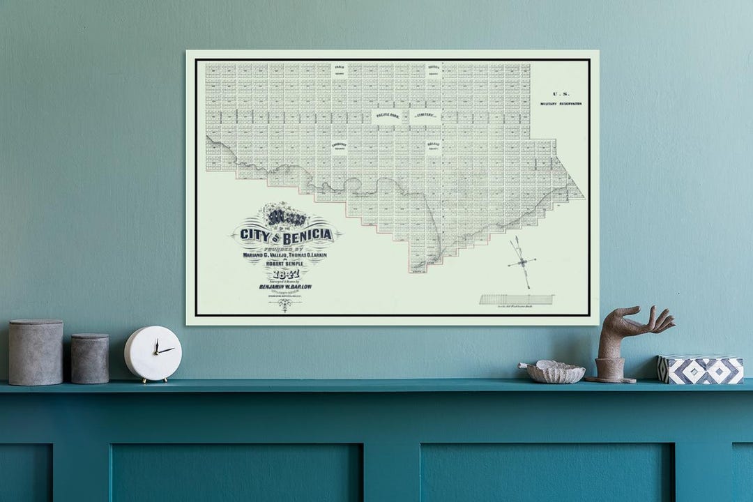1850 Map of Benicia California Capital City of the State of California ...