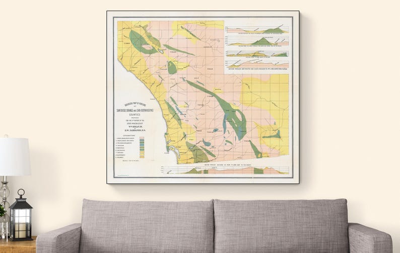 1893 Geological Map of Southern California – 19th Century Topography ...