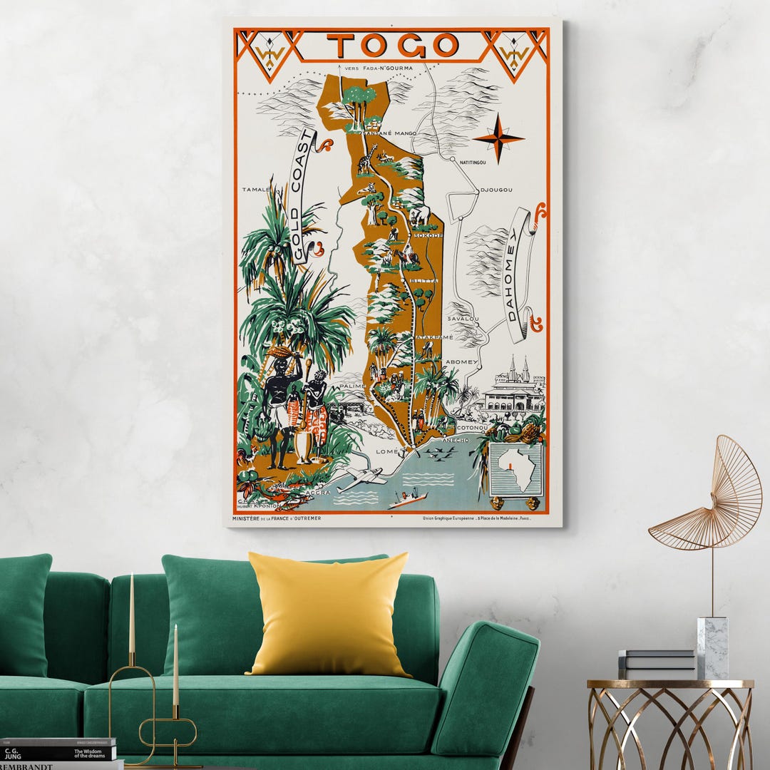 Pictorial Map of Togo – Illustrated Midcentury Map – Togolese Culture ...