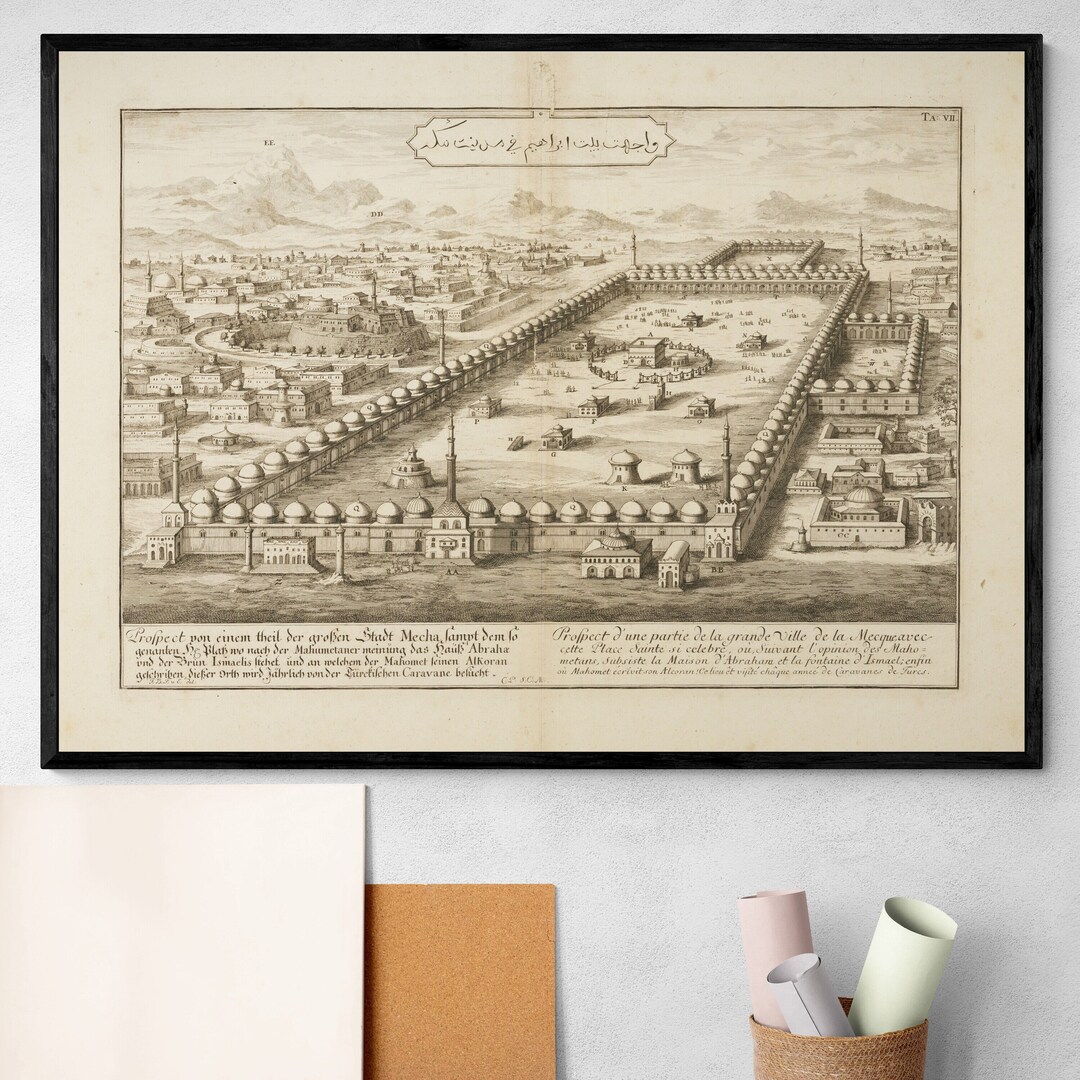 Map of the Pilgrimage to Mecca Saudi Arabia Hajj Kaaba Cube Sacred Cube ...