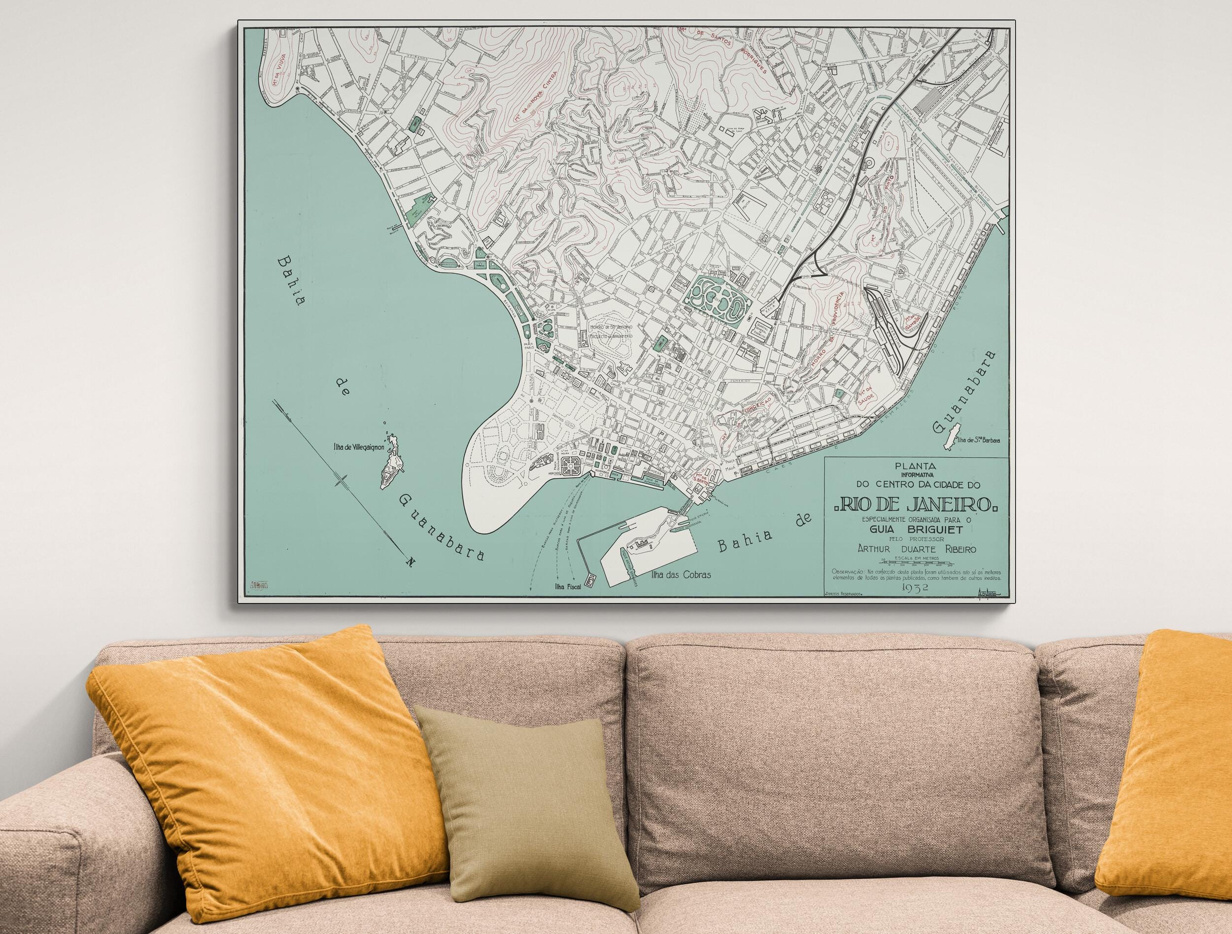 1932 Map of Rio De Janeiro, Brazil – Early 20th Century City Map ...