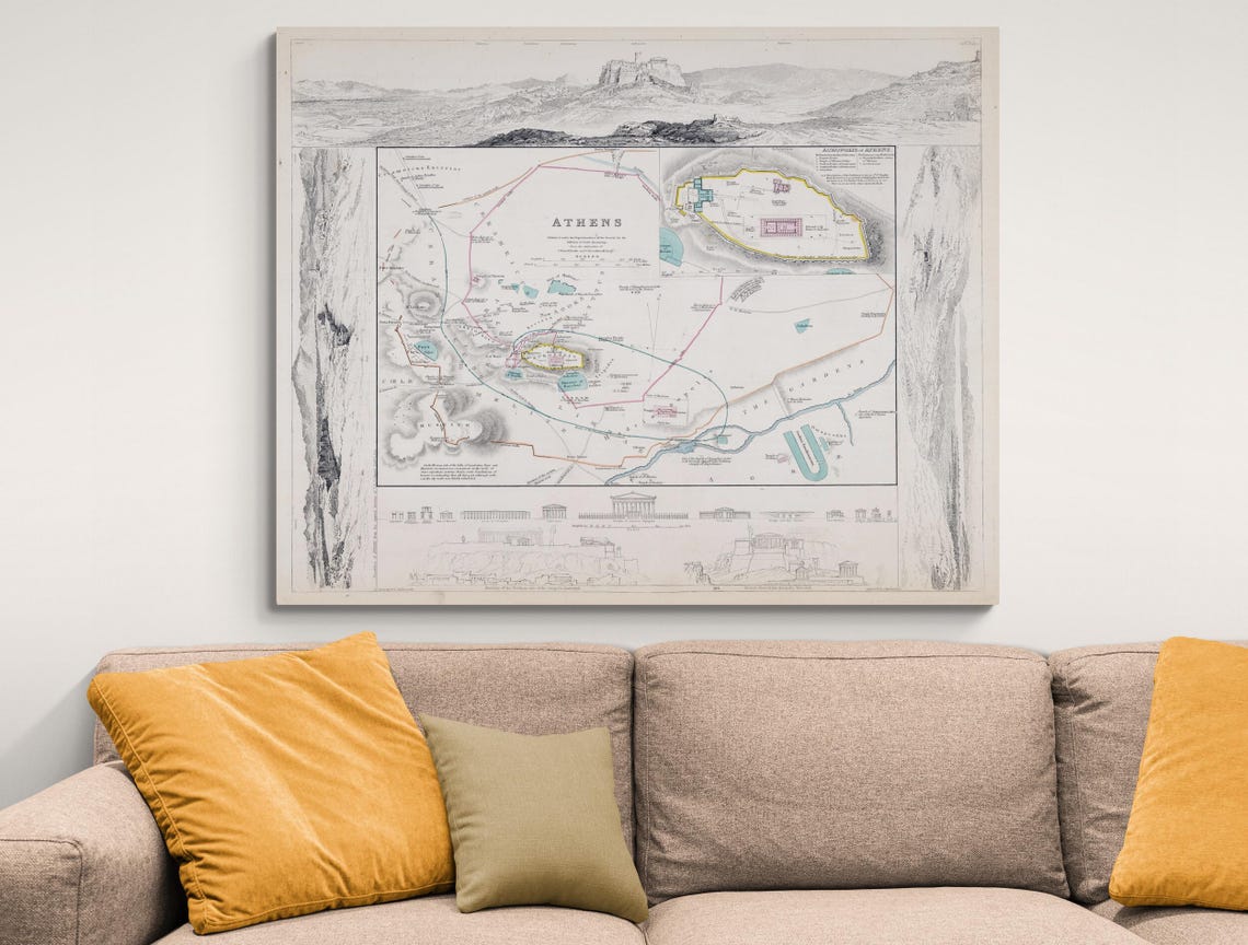 Map of Classical Athens – Ancient Greece Antiquity Era City Layout ...
