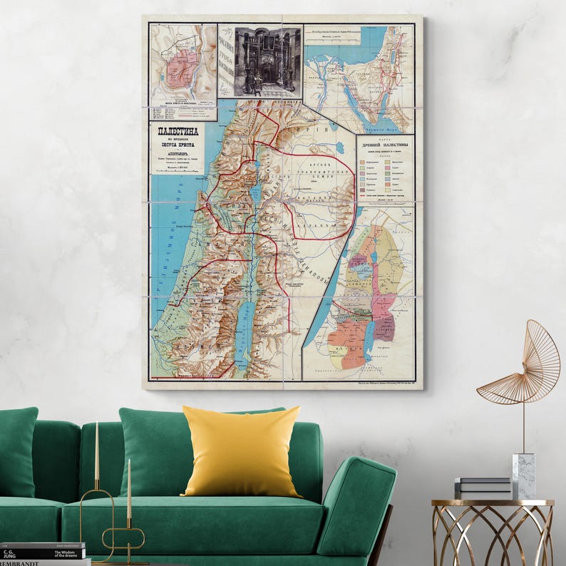 Russian Language Map of Ancient Palestine – Biblical Era Map Showing ...