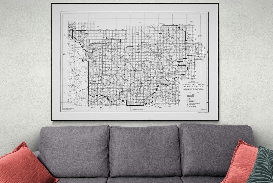 1938 Topographical Map of Apache National Forest Historical American ...