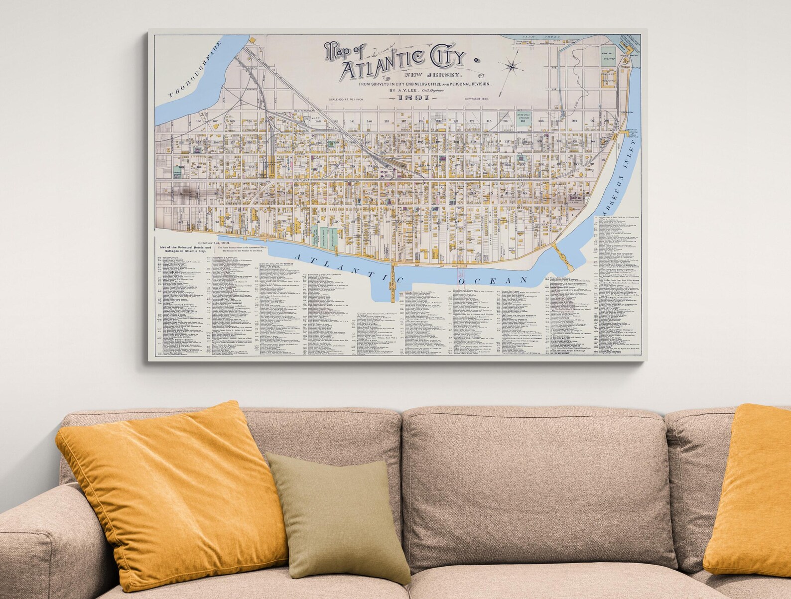 1891 Map of Atlantic City New Jersey – Gilded Age Coastal Cartography ...
