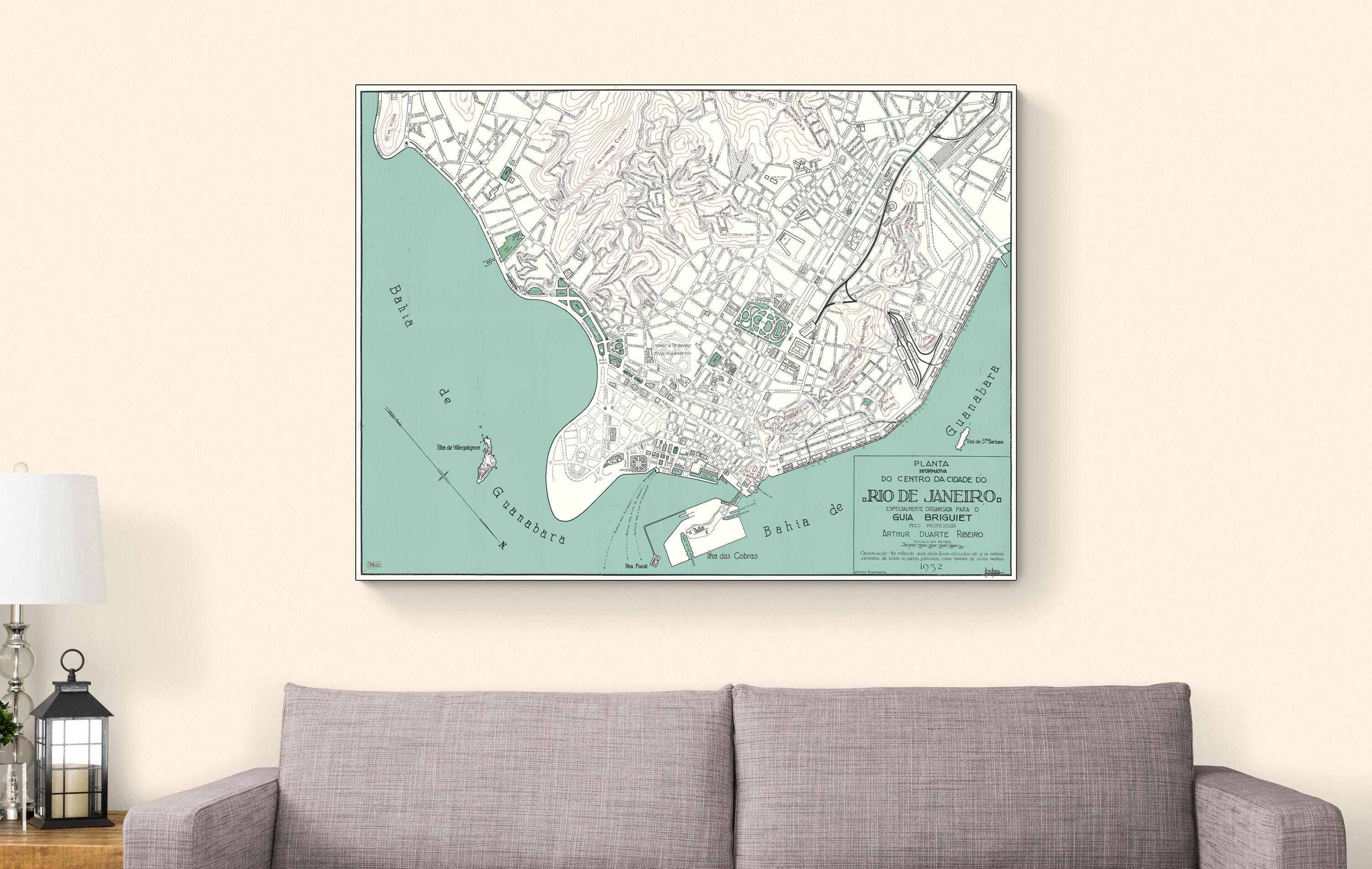 1932 Map of Rio De Janeiro, Brazil – Early 20th Century City Map ...