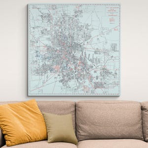 1950 Map of Houston Texas – Mid-century City Cartography – Roads ...