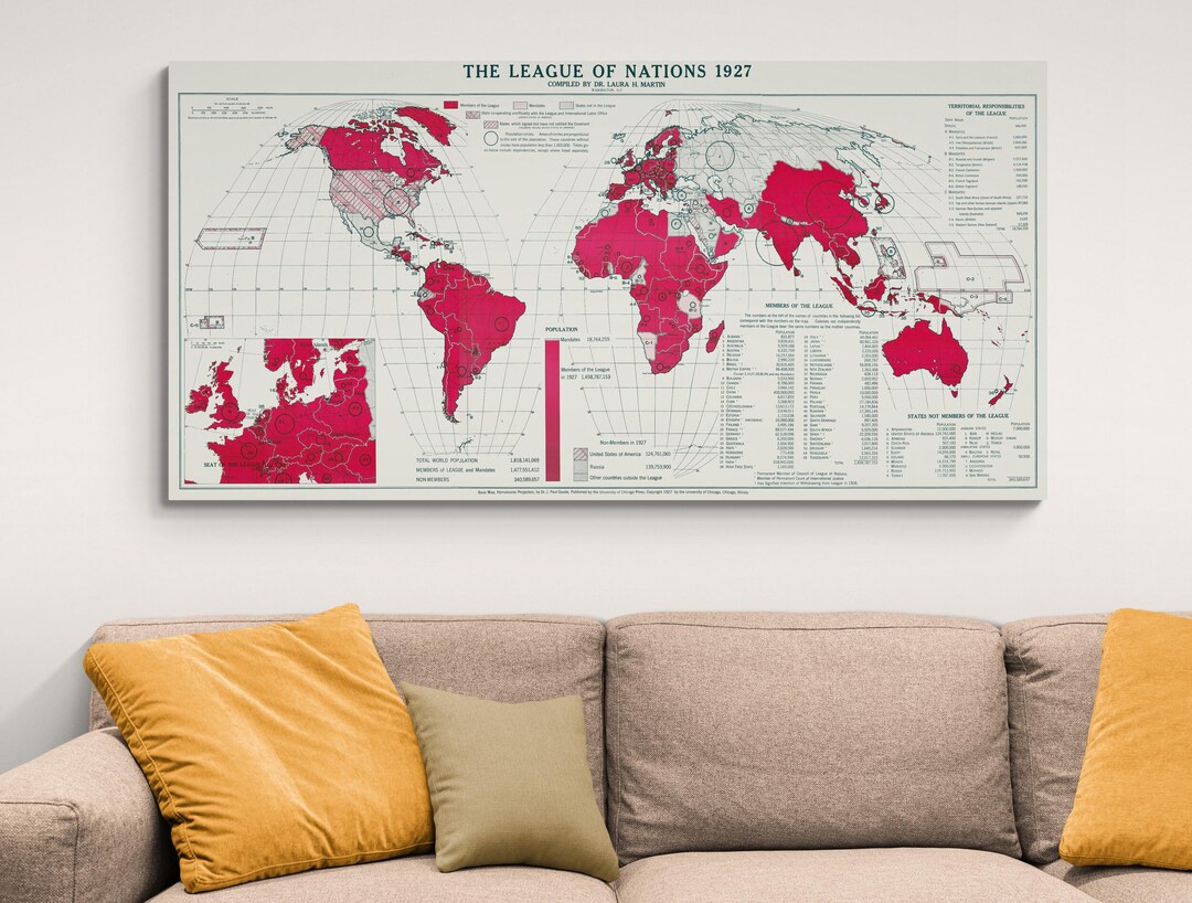 1927 League of Nations World Map – Interwar Political Map Showing ...