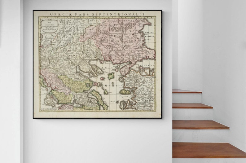 1780 Mapa de Tracia y el norte de Grecia Mediterráneo Historia del ...