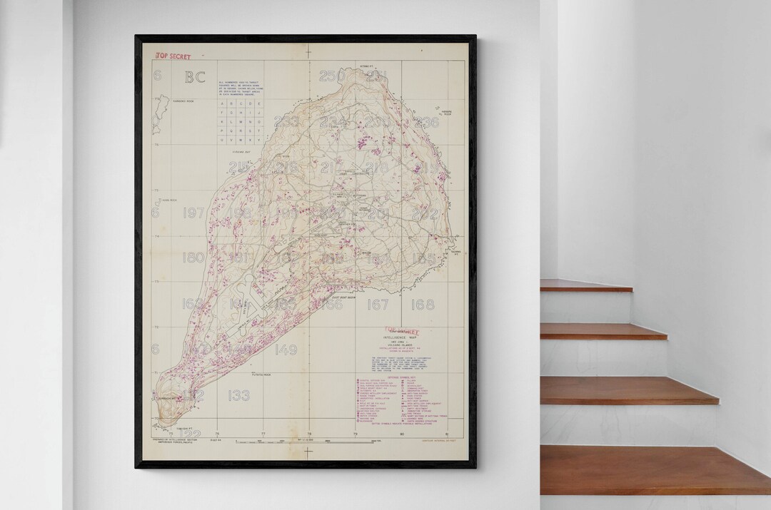 1944 Top Secret Map Used to Plan the Battle of Iwo Jima WW2 World War 2 ...