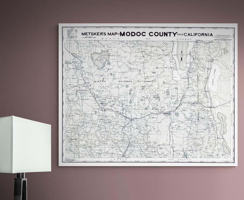 1952 Map of Modoc County California – Cartography Showing Towns, Roads ...