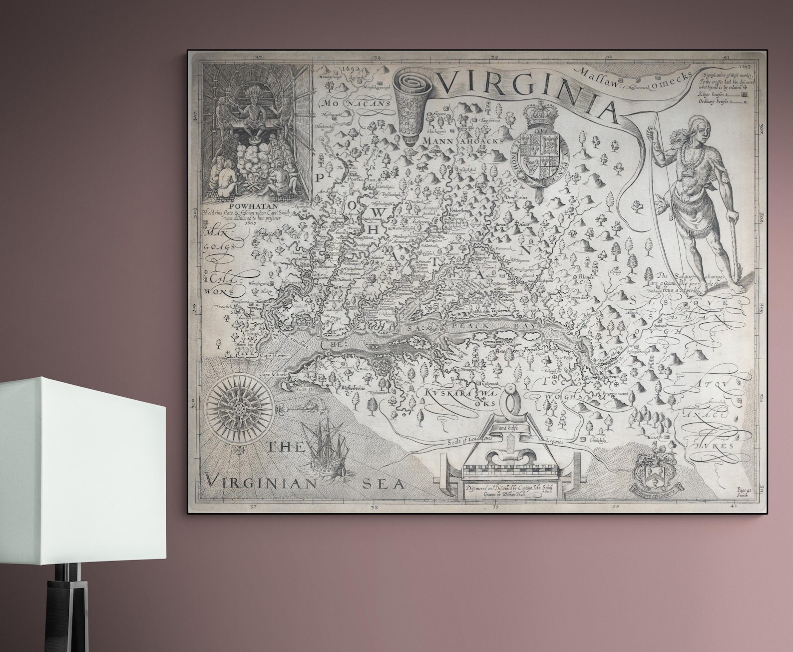 1612 John Smith Map of Virginia – Early Colonial America Map Showing ...
