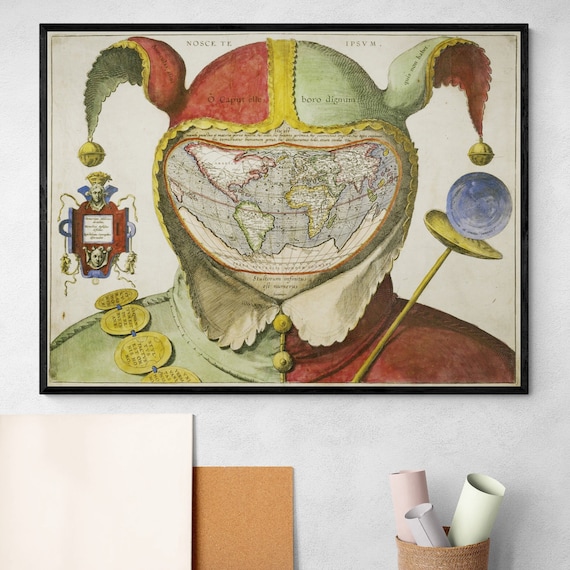 The Fool's Cap Map of the World World Map Medieval - Etsy