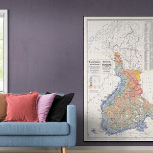 1972 Physical Map of Finland Historical European Geography Vintage ...