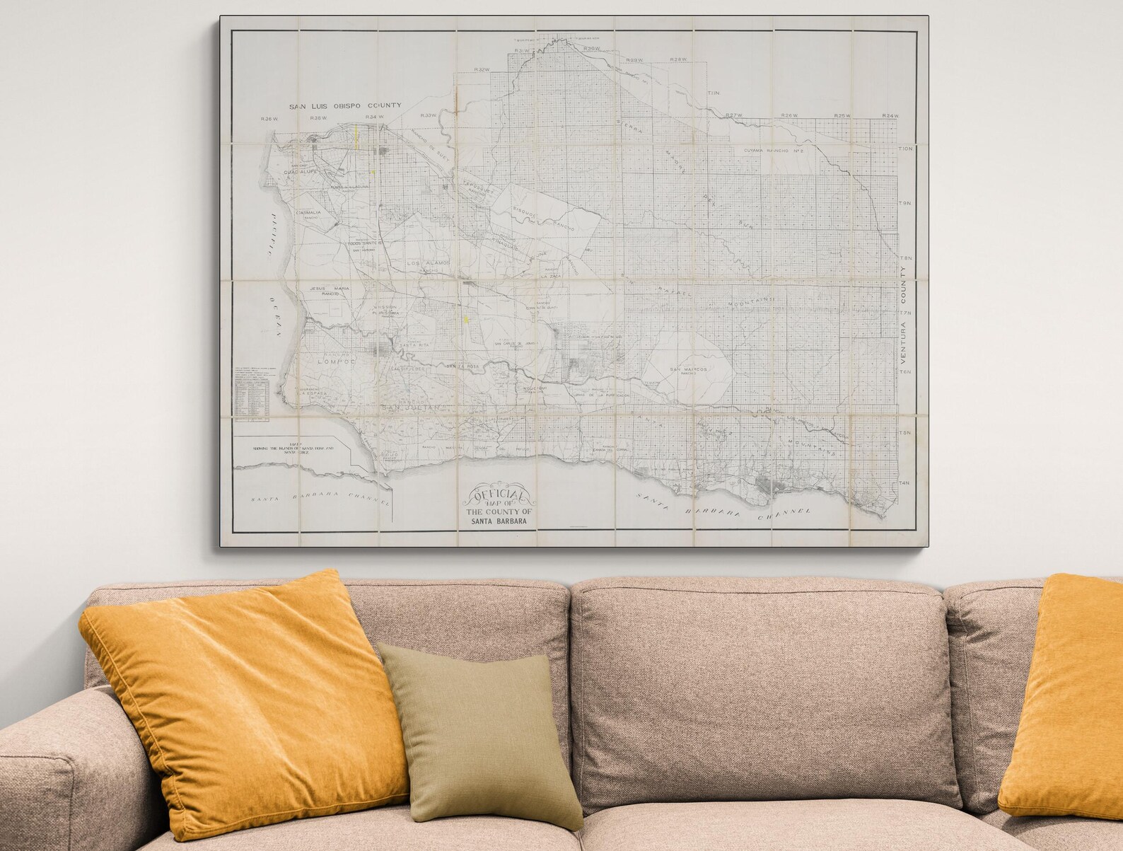 1910 Map of Santa Barbara County California – Early 20th Century County ...