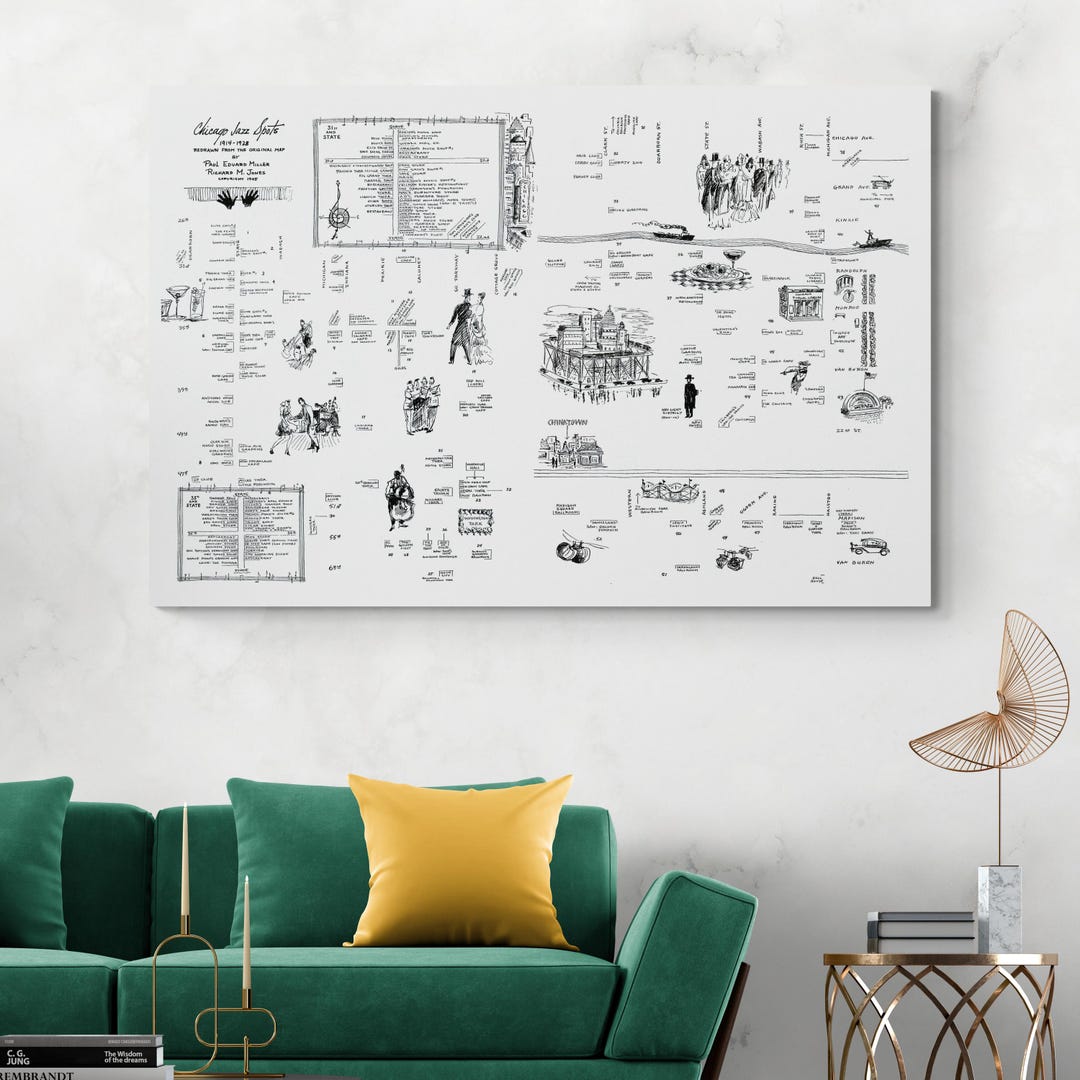 Pictorial Map of Chicago Jazz Clubs 1914–1928 Historic Music Venues ...