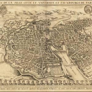1670 Renaissance Map of Paris France European History Classroom Decor ...