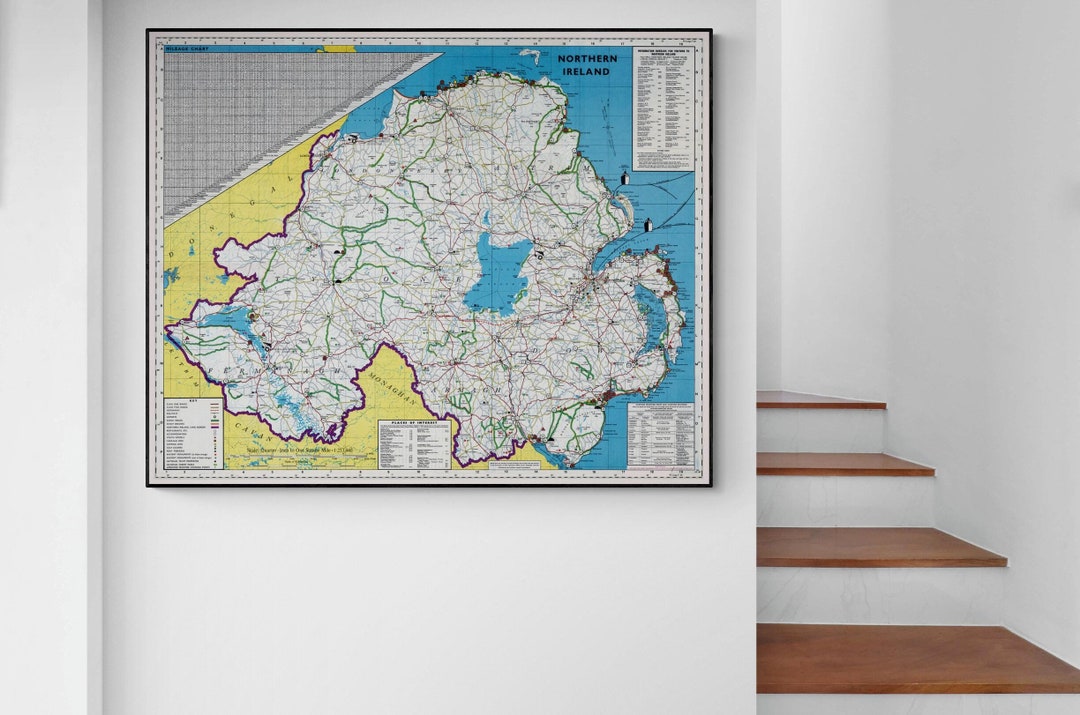 1962 Map of Northern Ireland Historical European Geography Vintage ...