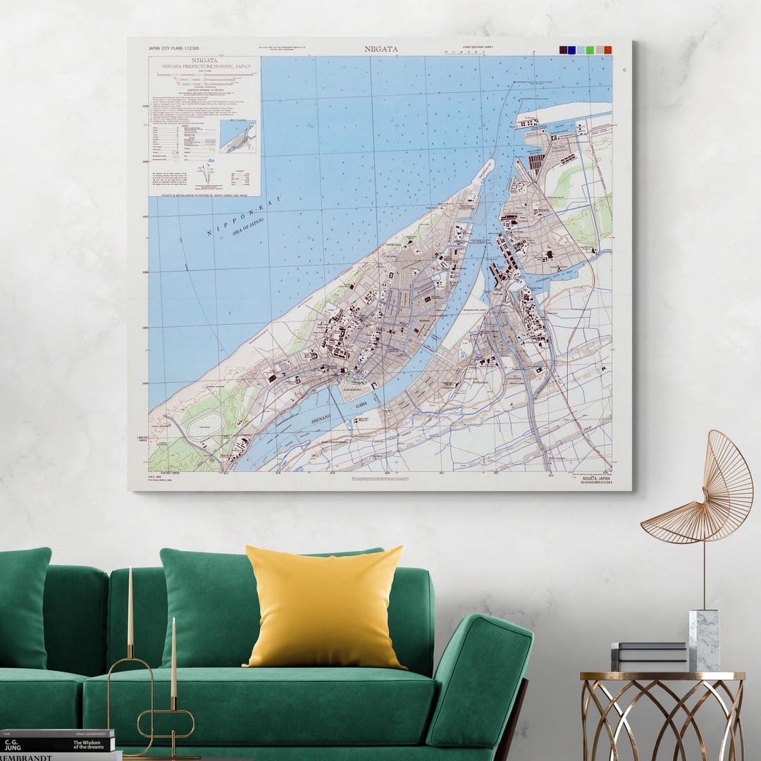 1945 Map of Niigata, Japan – WWII Era Map Showing Port City Layout ...