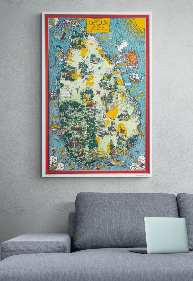 Pictorial Map of Sri Lanka – Illustrated Historical Map Depicting ...