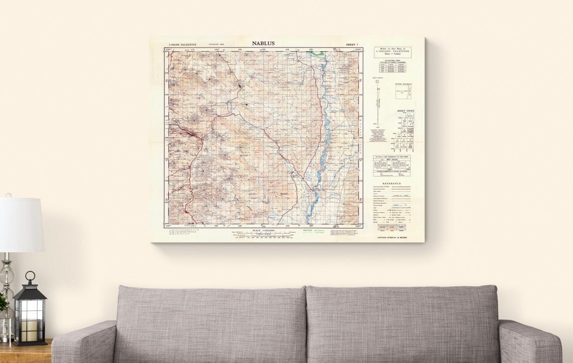 1942 Map of Nablus – Historic Map of Palestinian City Showing Streets ...