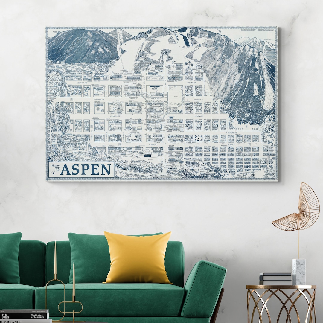 Pictorial Map of Aspen Colorado – Illustrated Midcentury Ski Resort Map ...