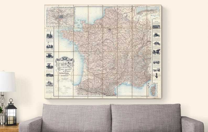 1900 Automobile Club De France Road Map – Early Motorist Map – French ...