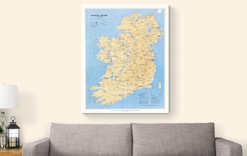 Monastic Map of Ireland – Historic Cartography Depicting Irish Catholic ...