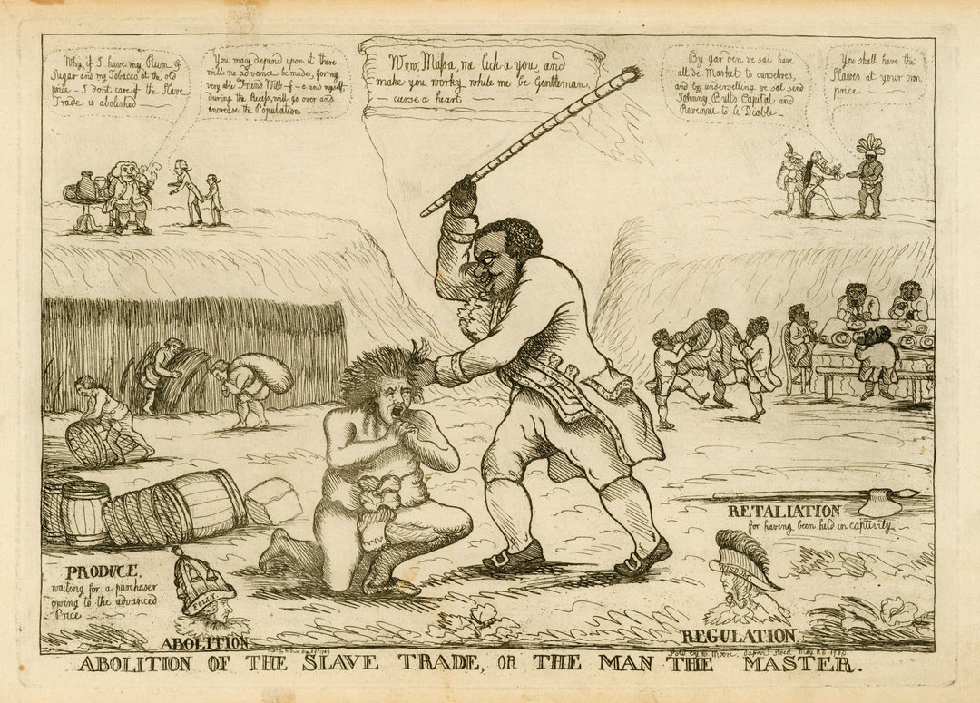 1788 Satirical Print Showing the Reversal of Roles for Slaves and Masters African American ...