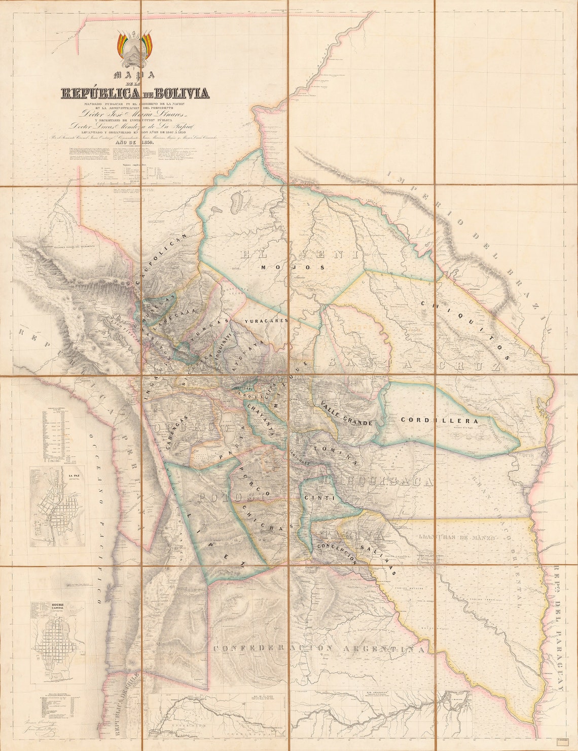 1859 Map of the Republic of Bolivia South American Geography Bolivian ...