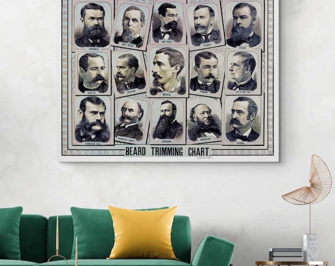 Beard and Mustache Chart - Facial Hair Art Print - Barber Shop Decor ...
