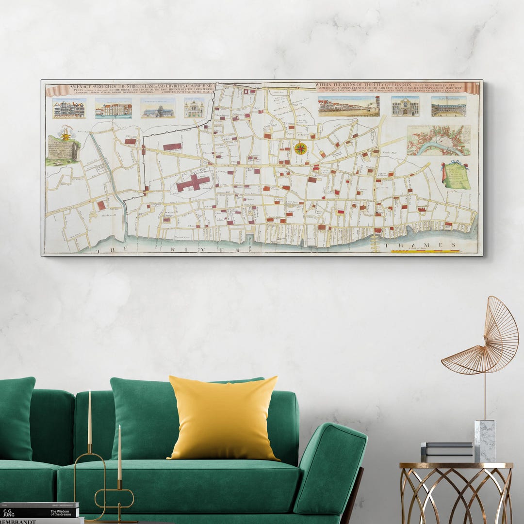 Map of London After the Great Fire of 1666 – Historic 17th Century ...