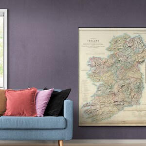1855 Richard Griffith's Geological Topography Wall Map of Ireland Irish ...