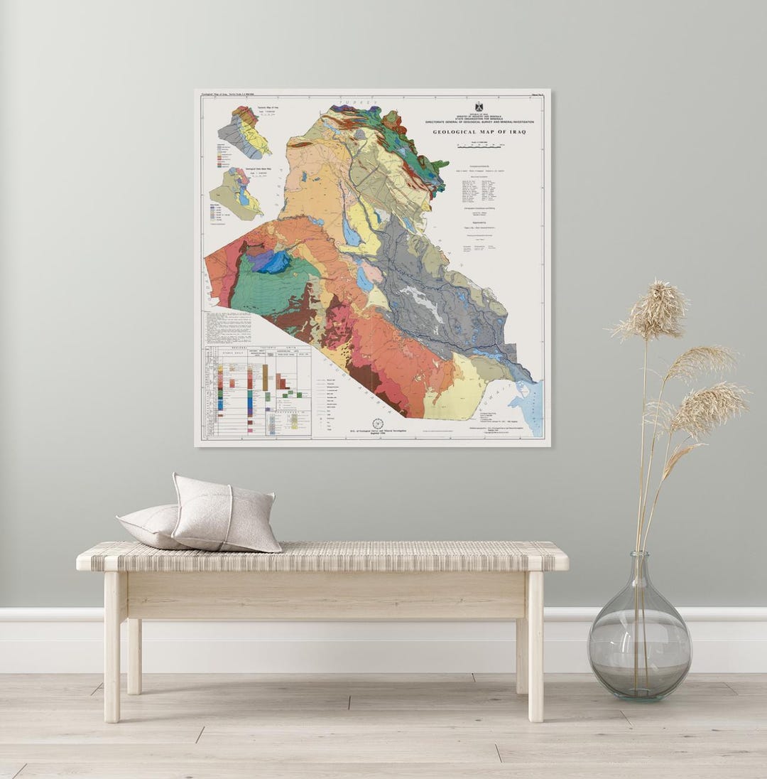 1965 Geological Map of Iraq Middle Eastern Oil and Natural Gas ...