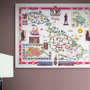 Pictorial Map of Malta – Historic Illustrated Mediterranean Map Showing ...