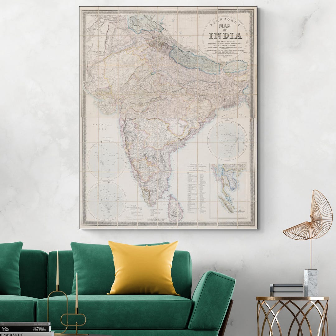 1857 East India Company Map of India – British Colonial Rule, Sepoy ...