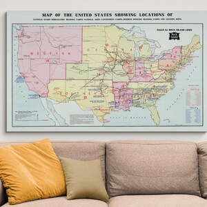1917 Map of U.S. Army and National Guard Military Bases – WWI Era ...