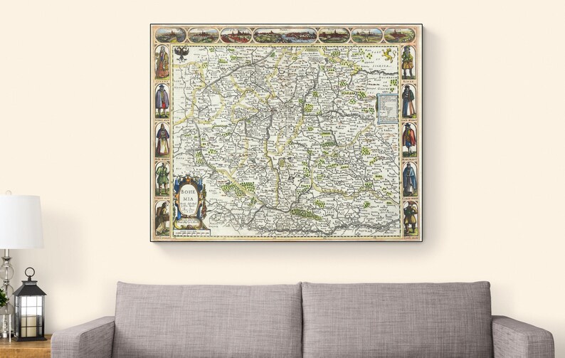 1625 Bohemia Map by John Speed – Early 17th Century Historic Czech ...